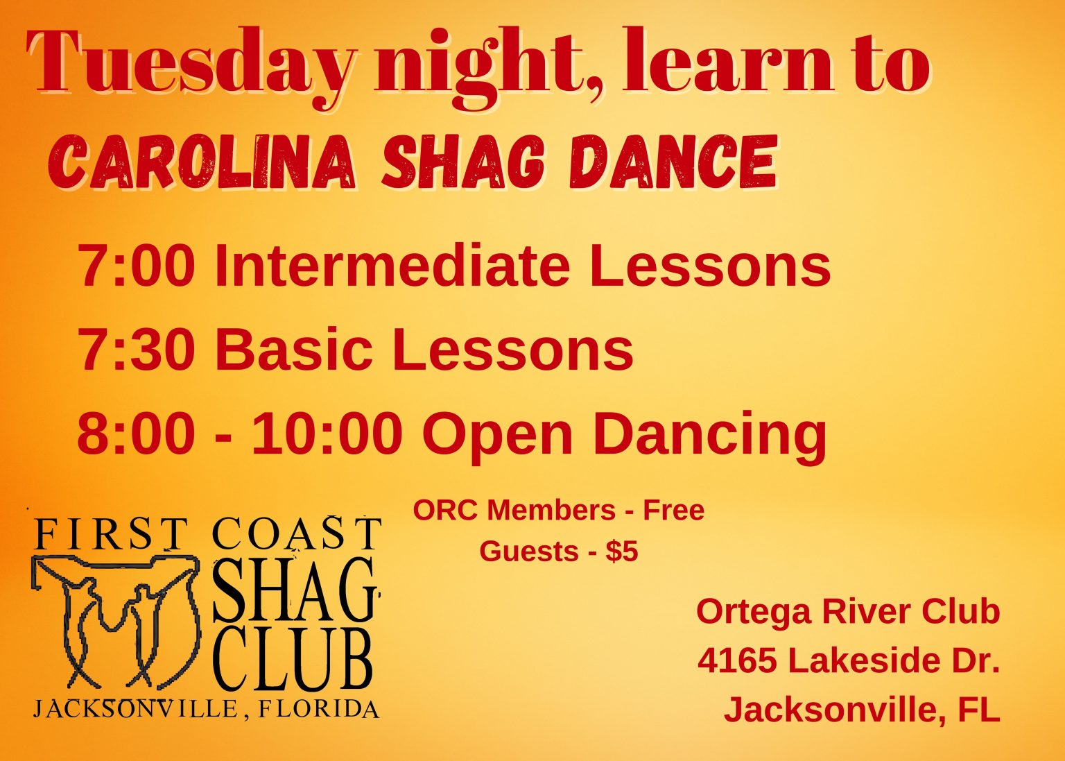 Tuesday Shag Dance Lessons by First Coast Shag Club | April 5th ...